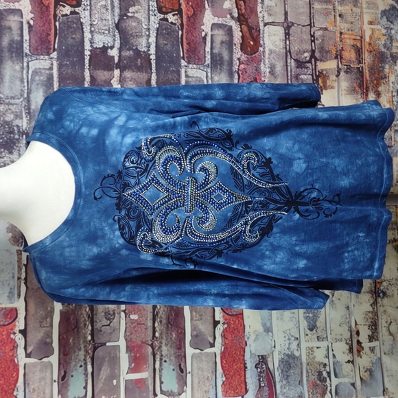 Reba | Tops | Reba Embellished Tie Dye Long Sleeve Top | Poshmark